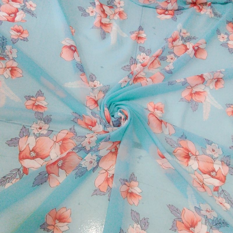 Jual kain sifon motif bunga - kain sifon motif - kain sifon meteran ...