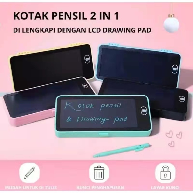 Jual Tempat Pensil 2 in 1 Lcd Pen Case Drawing Pad Kotak Pencil Anak ...