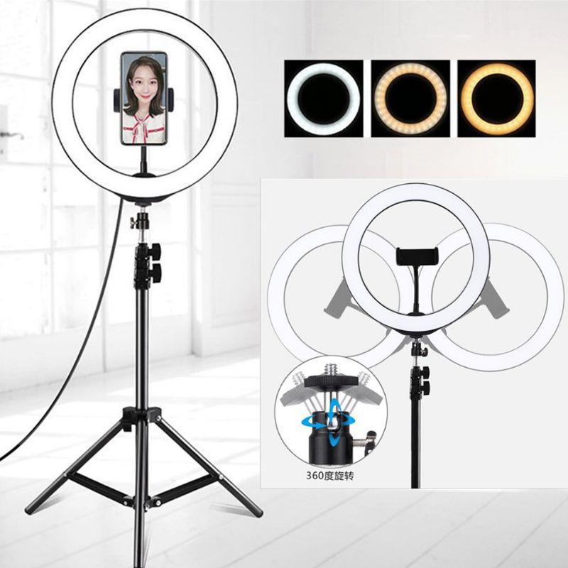 Jual RING LIGHT LED 26CM + TRIPOD 3121 2,1 meter SELFIE MAKE UP LIVE ...