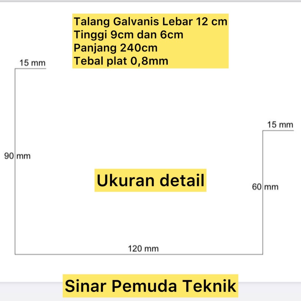 Jual Talang Air Besi Galvanis Galvalum Lebar 12 cm | Shopee Indonesia