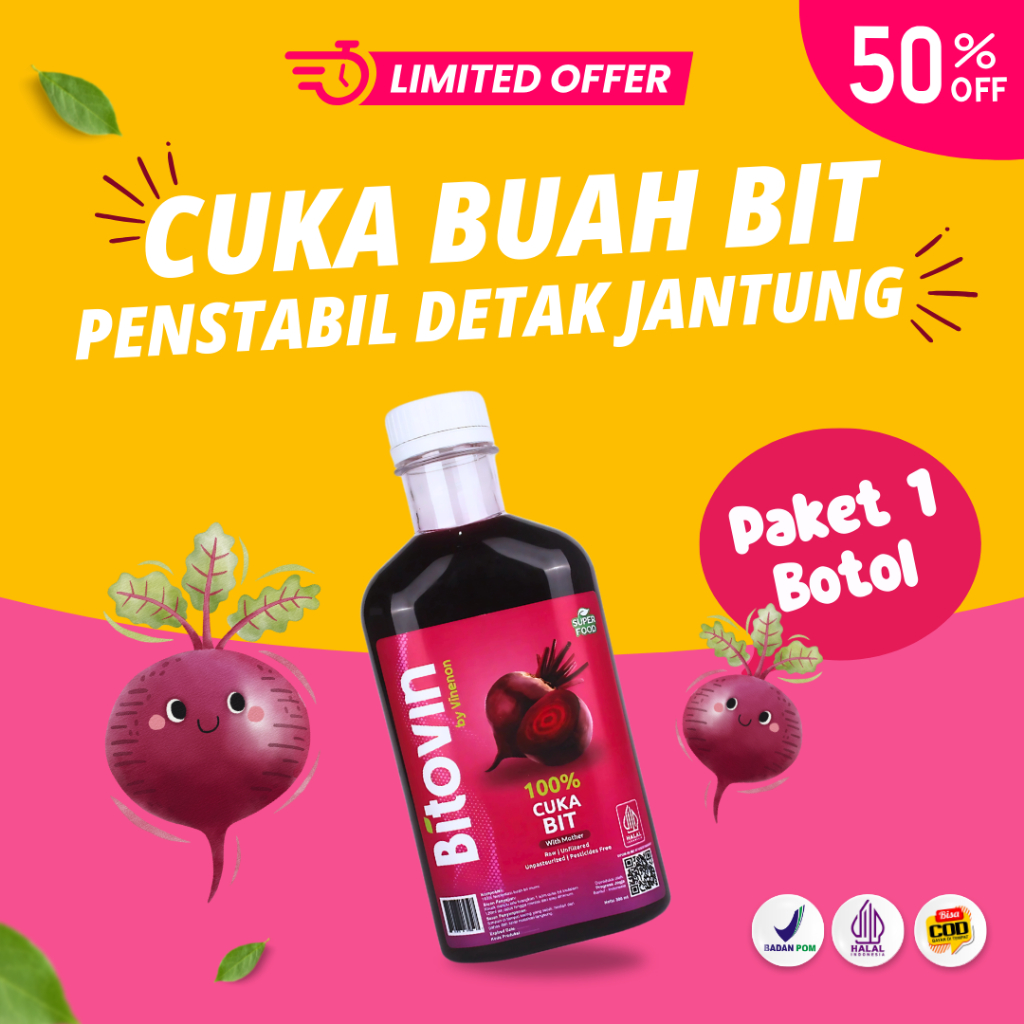 Jual BITOVIN Cuka Buah Bit With Mother - Tanpa Campuran Air dan Gula ...