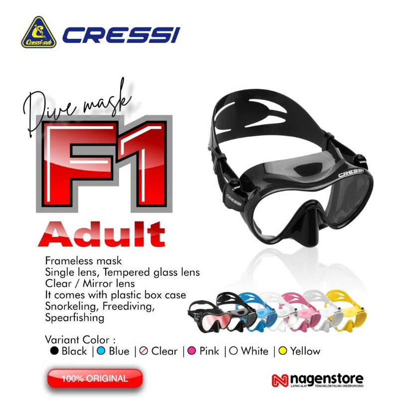 Jual Cressi F1 mask cressi F 1 frameless mask cressi single lens ...