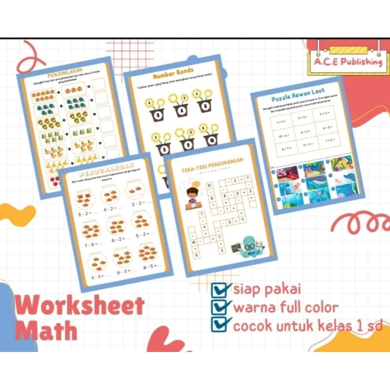 Jual Worksheet Matematika SD Kelas 1/Lembar Kerja Matematika SD ...