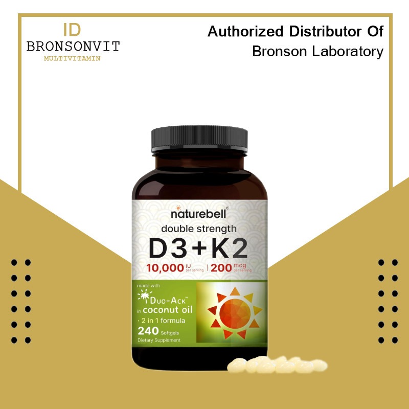 Jual Naturebell Double Strenght Vitamin D3+K2 with Coconut Oil-240 Softgels - 10000 IU-240 ...