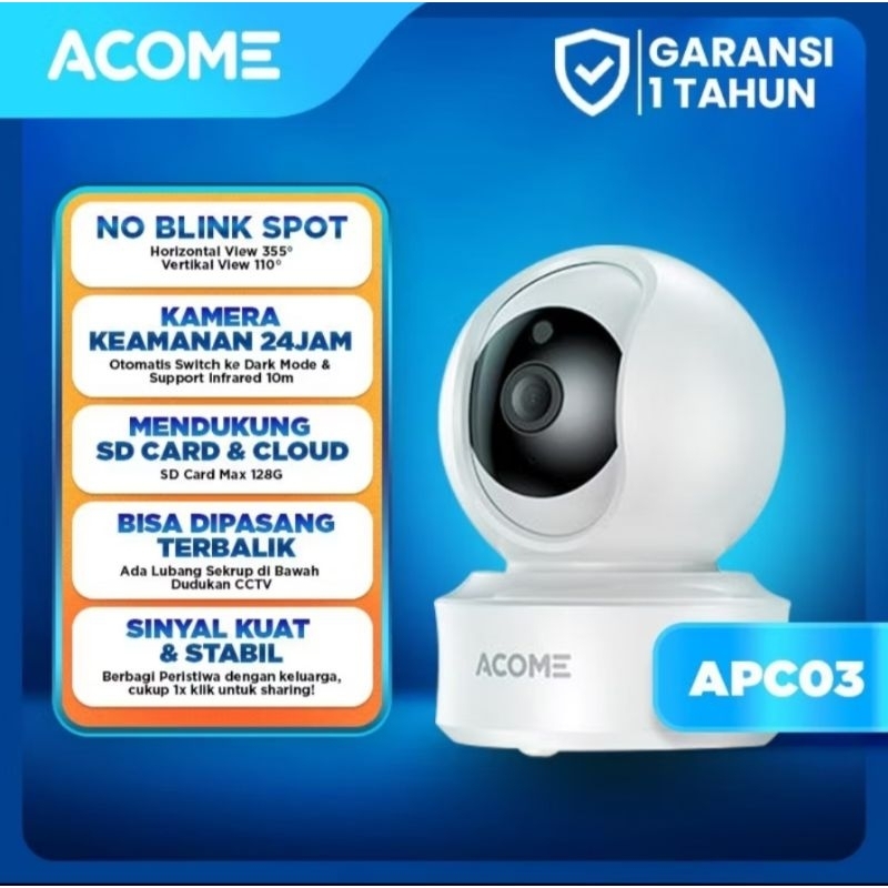 Jual ACOME APC03 Smart Camera CCTV Wifi Camera 4MP Audio Full HD 1440P ...