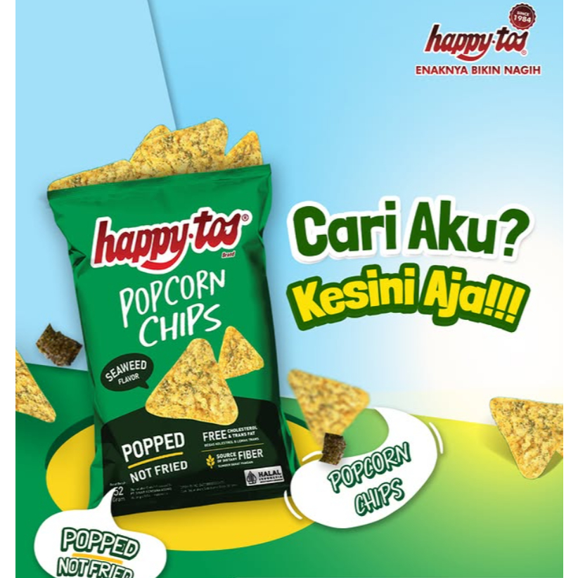 Jual Happy Tos Popcorn Chips Seaweed Flavor 52gram | Shopee Indonesia