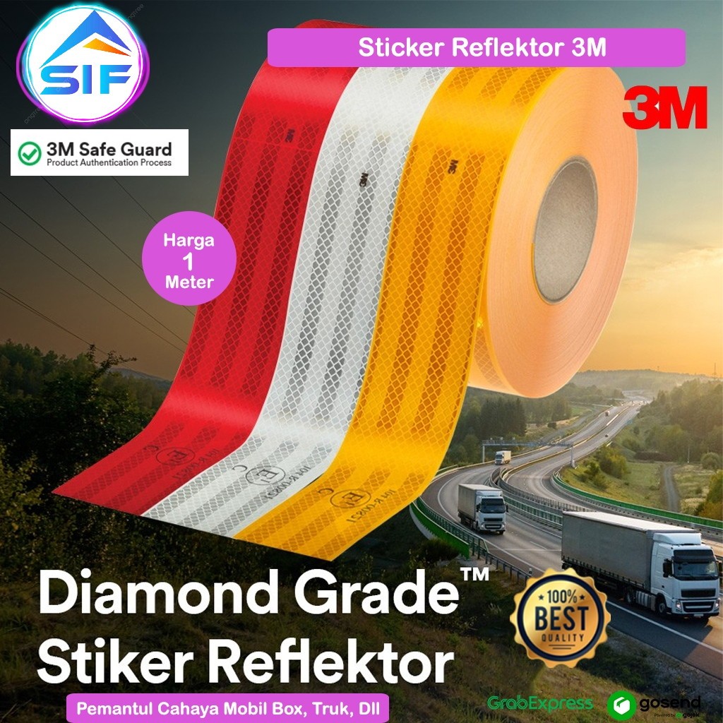 Jual Stiker Reflektor Emblem Mobil 3M Sticker Reflektif Diamond Pemantul Cahaya Lakban Dengan ...