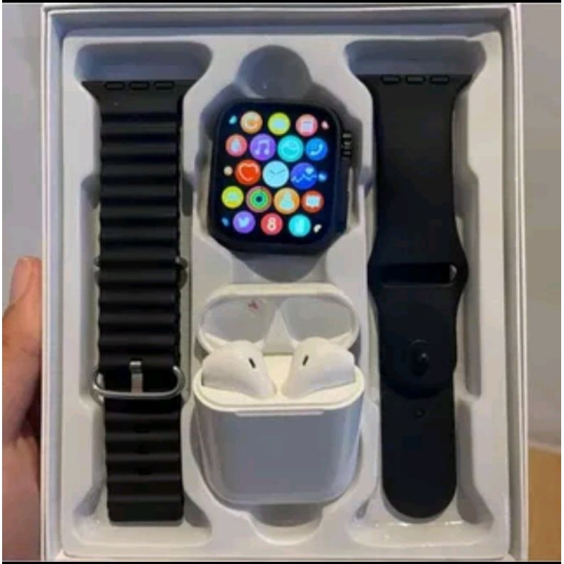 Jual Smartwatch i8 ultra watch free 2 tali dan headset bluetooth ...