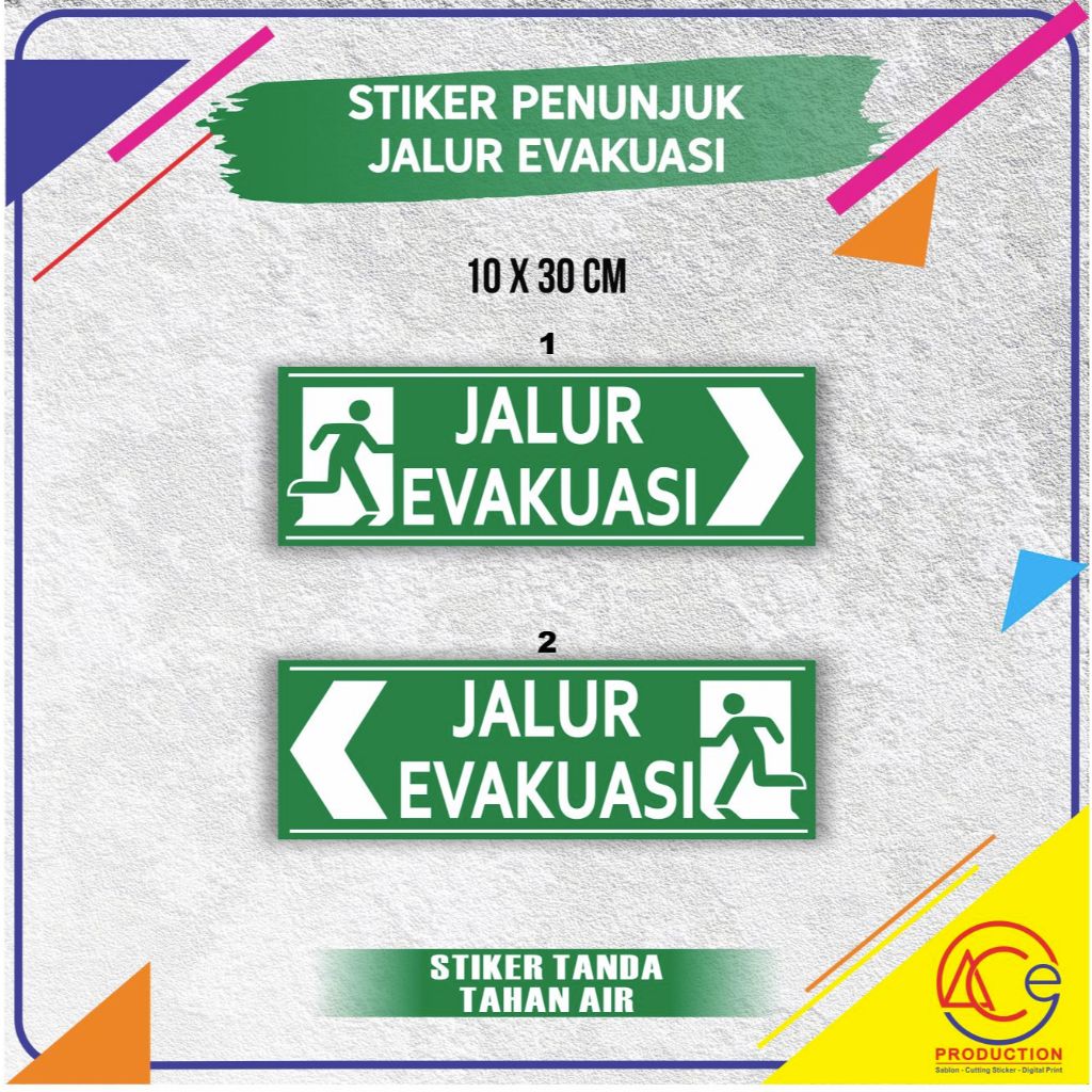 Jual STIKER JALUR EVAKUASI STICKER SIGN PENUNJUK JALUR EVAKUASI ...