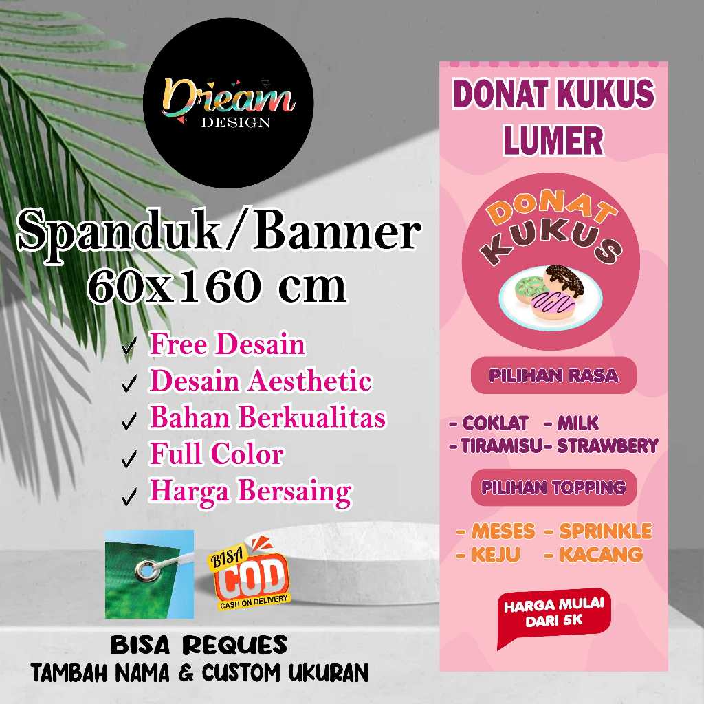 Jual Spanduk 60x160 cm donat kukus lumer Custom Desain | Shopee Indonesia
