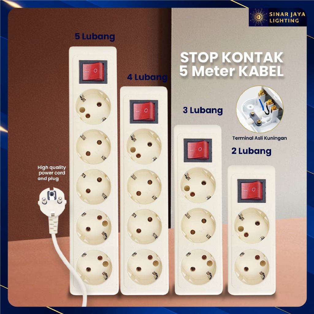 Jual Stop Kontak Kabel 2/3/4/5 Lubang 3 Meter Stop Kontak Listrik | Shopee Indonesia