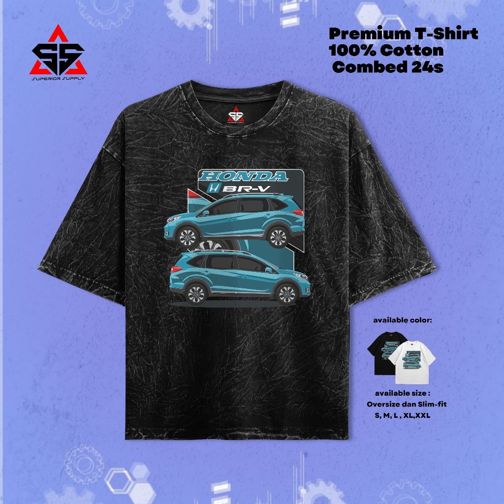 Jual SUPERIOR Kaos Mobil Honda BR-V Oversized washed tshirt Oversize slimfit sandwash kaos BRV-1 ...