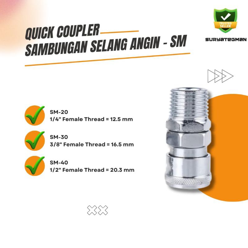 Jual Quick Coupler / Sambungan Selang Angin Type SM | Shopee Indonesia