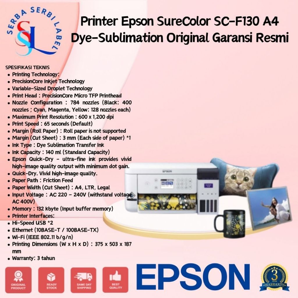Jual Printer Epson SureColor SC-F130 A4 Dye-Sublimation Original ...