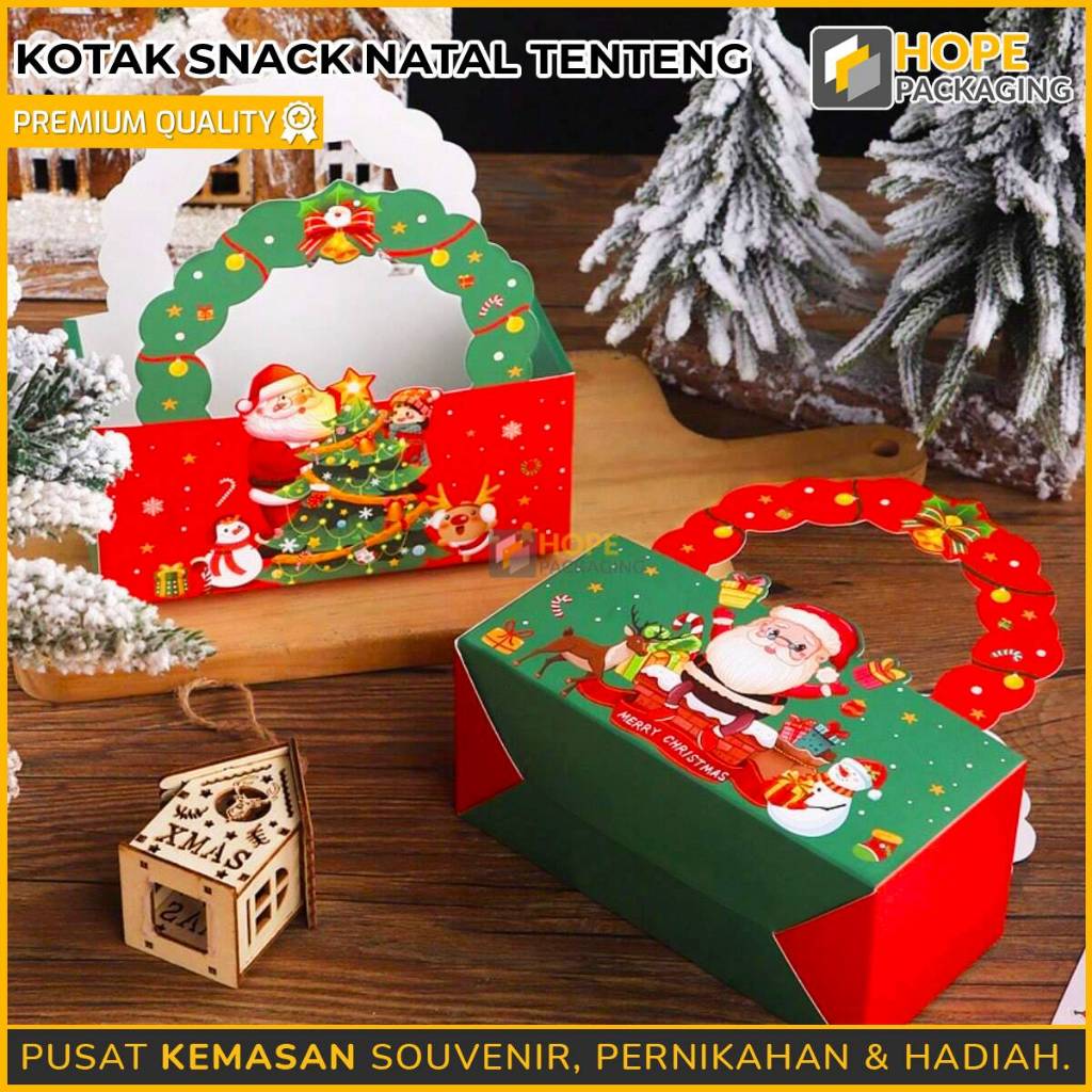 Jual Kotak Hampers Hadiah Natal / Kotak Tenteng Snack Natal / Paper Box ...