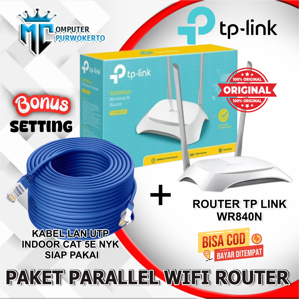 Jual Paket Parallel WiFi Access Point TP Link TL-WR840N dan Kabel LAN ...