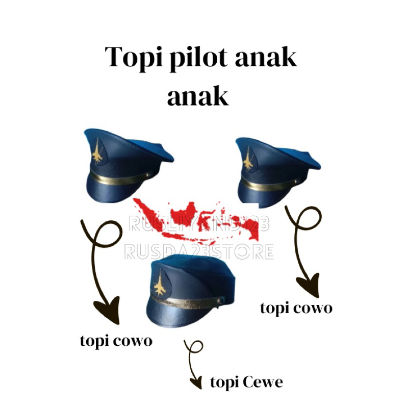Jual KUALITAS TOPI PILOT ANAK ANAK TK PAUD ANAK ANAK INDONESIA//TOPI ...