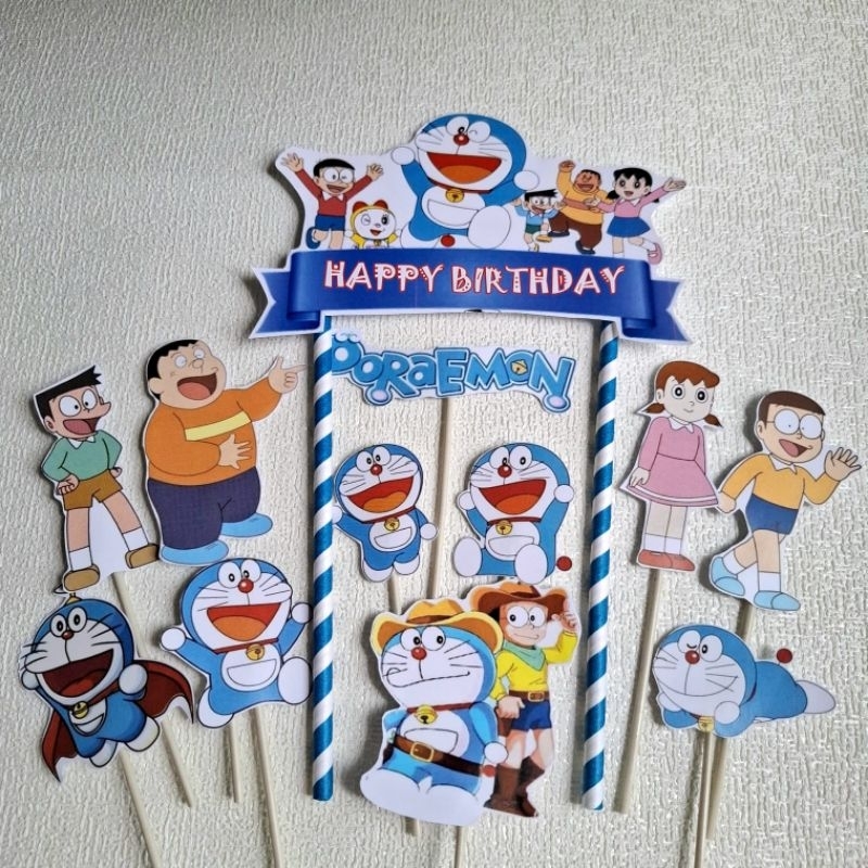 Jual Topper Cake Gambar Doraemon/Hiasan kue ulang tahun/Tusukan kue ...