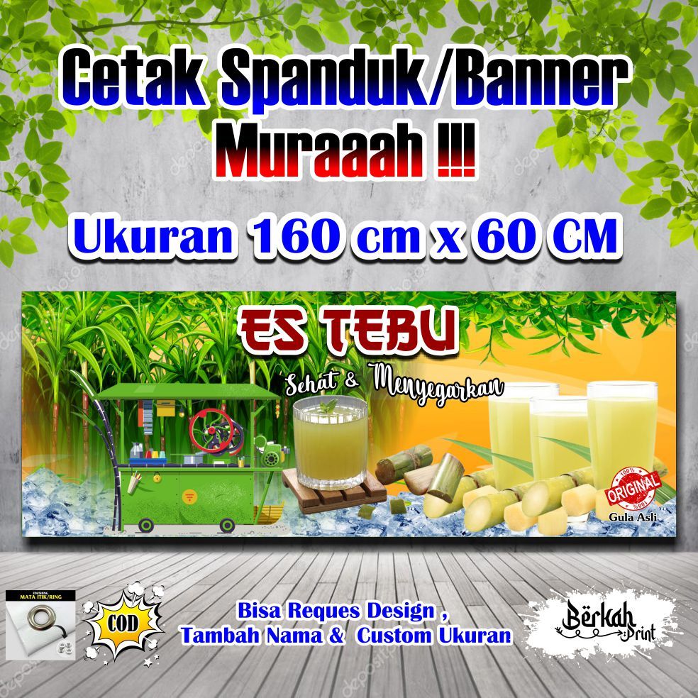 Jual Spanduk Banner Es Tebu Ukuran 160 cm x 60 cm | Shopee Indonesia