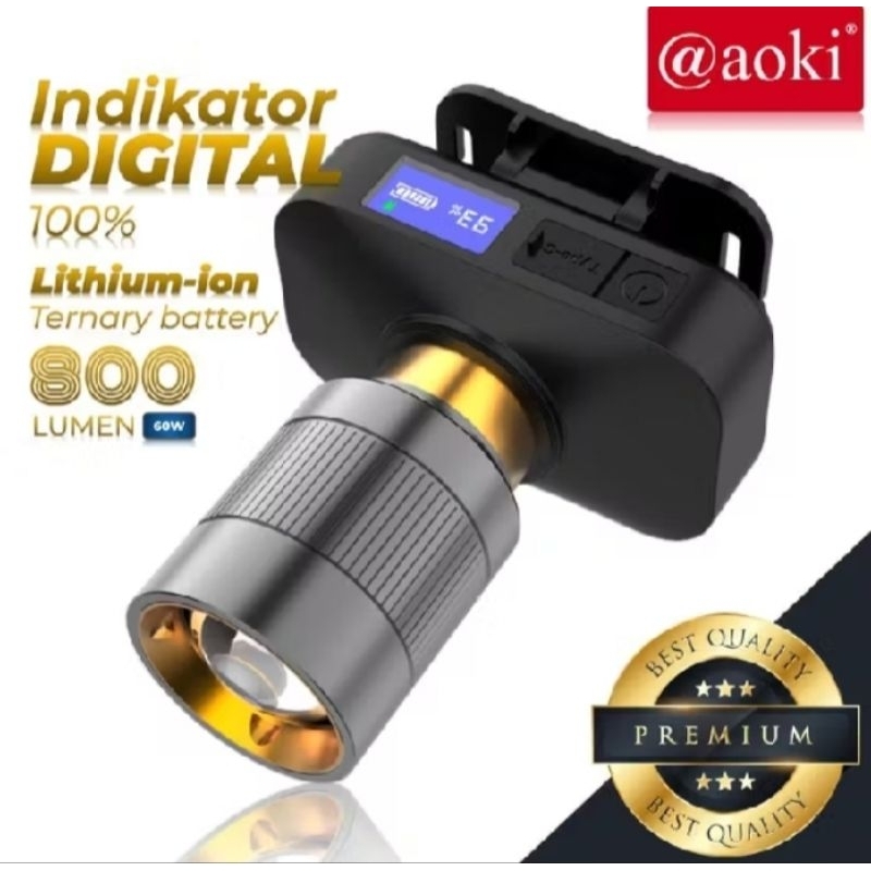Jual SENTER KEPALA AOKI ZOOM 60 WATT 800 LUMEN INDIKATOR BATERAI DIGITAL | Shopee Indonesia