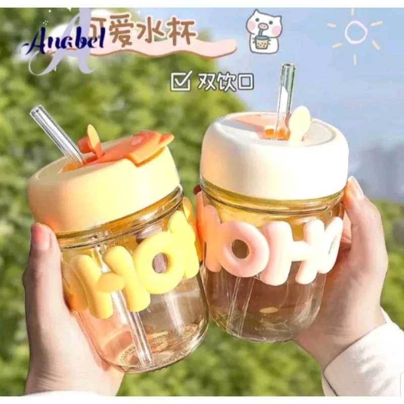 Jual HOHO Tumblr Gelas Minum Kaca Tumbler Kaca Aesthetic Cup Kaca ...