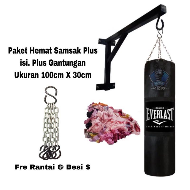 Jual Paket Hemat Samsak 100cm Plus Isi Plus Gantungan - Samsak Isi ...