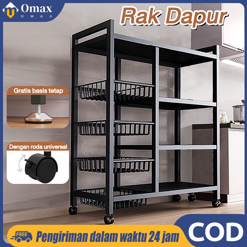 Jual Omax Rak Dapur Minimalis Rak baja dengan roda Rak buah dan ...