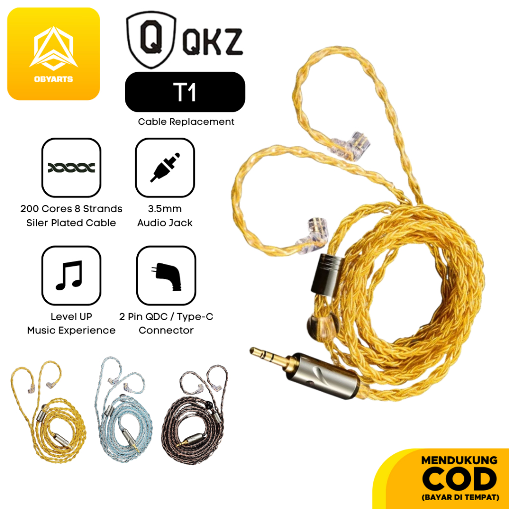 Jual QKZ T1 Cable Replacement Kabel IEM Upgrade 200 Cores 8 Strand for KZ QKZ TRN CCA QDC ...