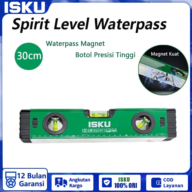 Jual ISKU 30CM Spirit Level Waterpass Magnet Aluminium Akurat Perkakas ...
