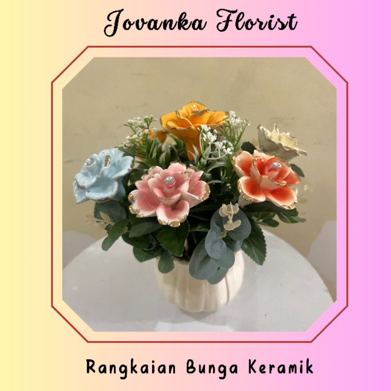 Jual Rangkaian Bunga Keramik London 7 tangkai / Rangkaian Bunga Italia ...