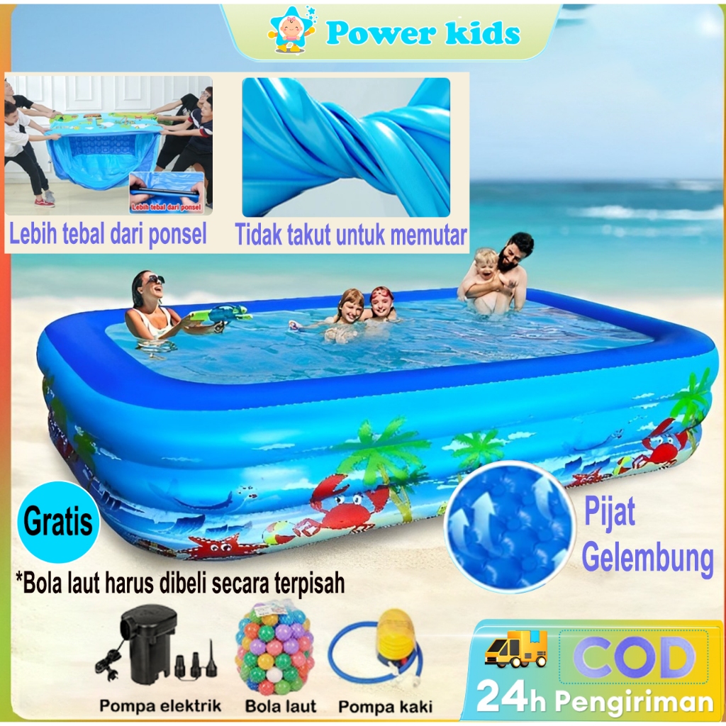 Jual [Lebih tebal] kolam renang anak Playground jumbo Swimming Pool Luar Ruangan 305cm/260cm ...