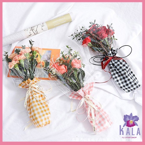 Jual Plastik Buket Bunga instan Plastic Flower Bucket Motif Gingham ...