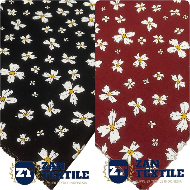 Jual Kain Katun Rayon Premium Viscose Motif Bunga Kembang ( 0,5m ...