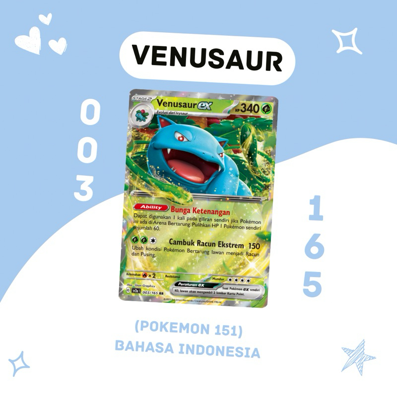 Jual Venusaur EX RR SV2A 003/165 Pokemon TCG Indonesia | Shopee Indonesia