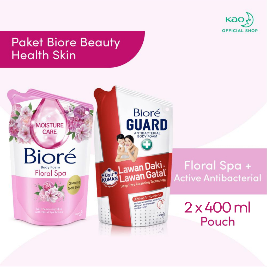 Jual Biore Body Foam Floral Spa 400 mL + Biore Body Foam Active Antibacterial 400 mL | Shopee ...