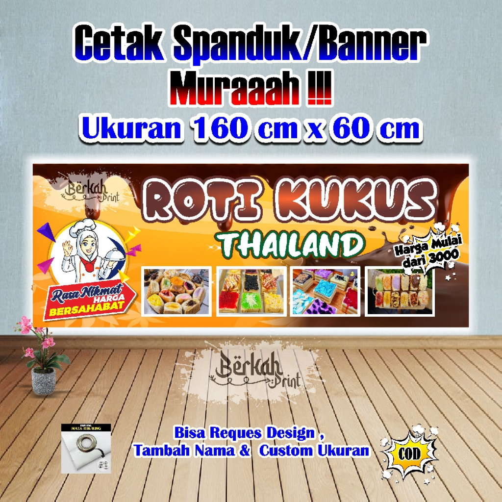 Jual Spanduk Banner Roti Kukus Thailand Ukuran 160 cm x 60 cm | Shopee ...