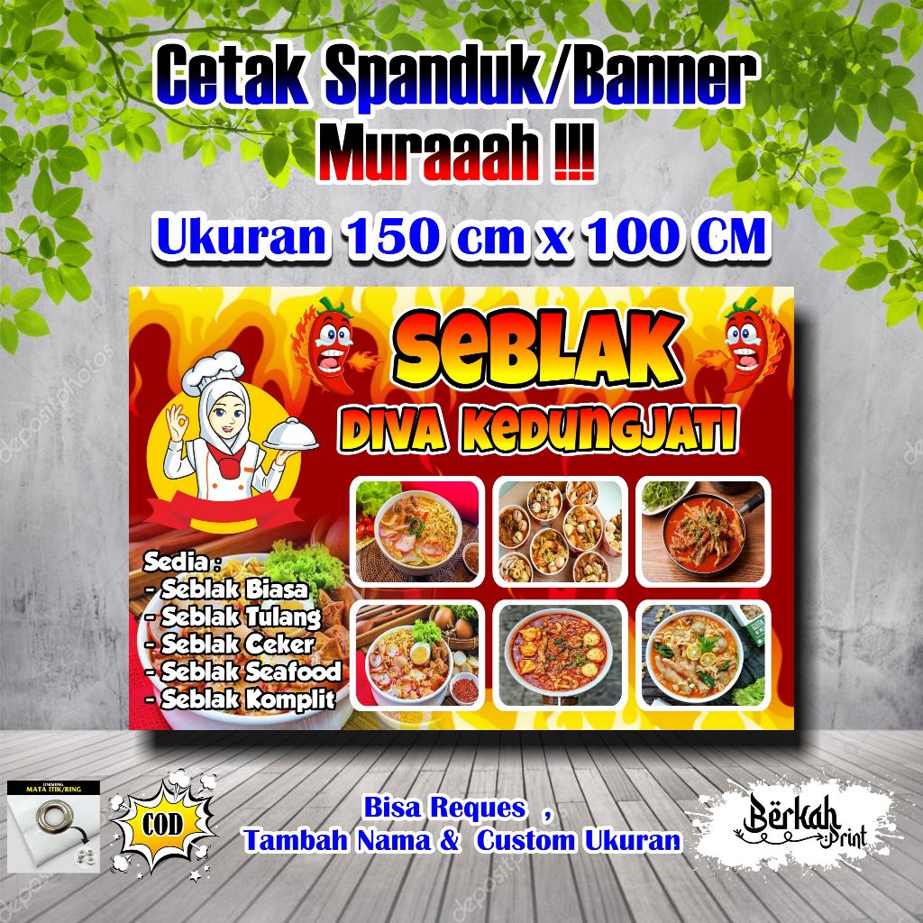 Jual Spanduk Banner Warung Seblak Ukuran 150 cm x 100 cm | Shopee Indonesia