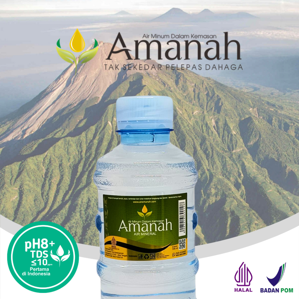 Jual AMANAH Air pH 8+ 330ml 1 botol - Tak Sekedar Pelepas Dahaga | Shopee Indonesia
