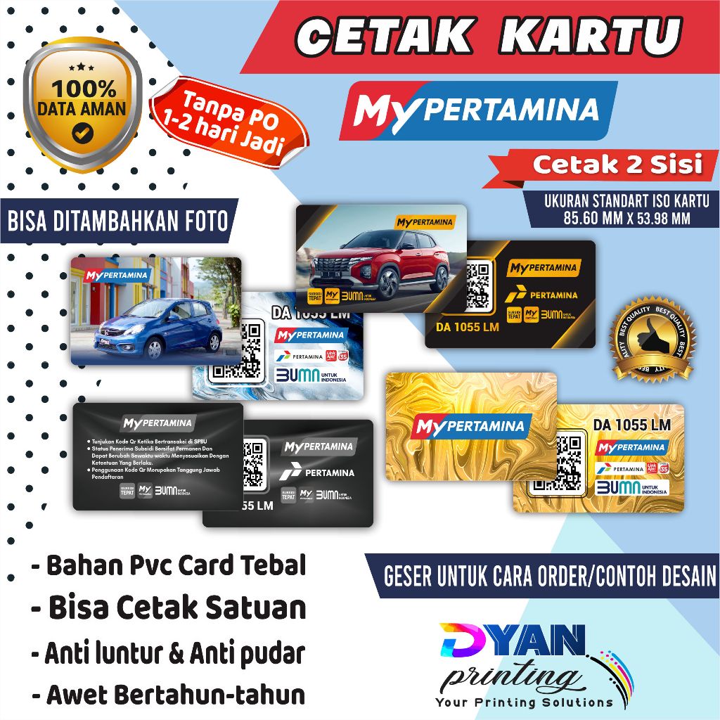 Jual CETAK KARTU MY PERTAMINA / BARCODE MY PERTAMINA CUSTOM, BAHAN PVC CARD TEBAL ANTI LUNTUR ...