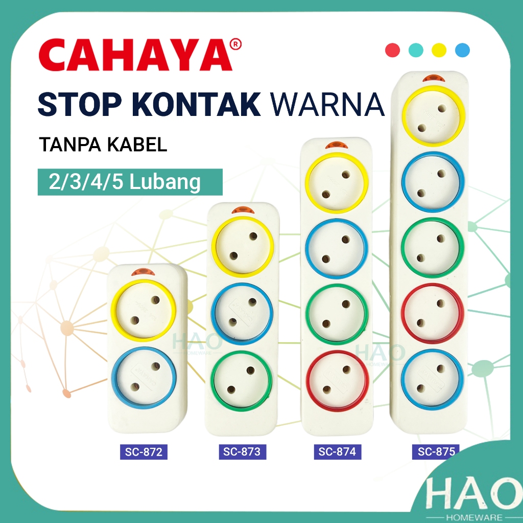 Jual STOP KONTAK GEPENG COLORFULL TANPA KABEL 2/3/4/5 Lubang SNI / Merek Cahaya SC-872/3/4/5 ...