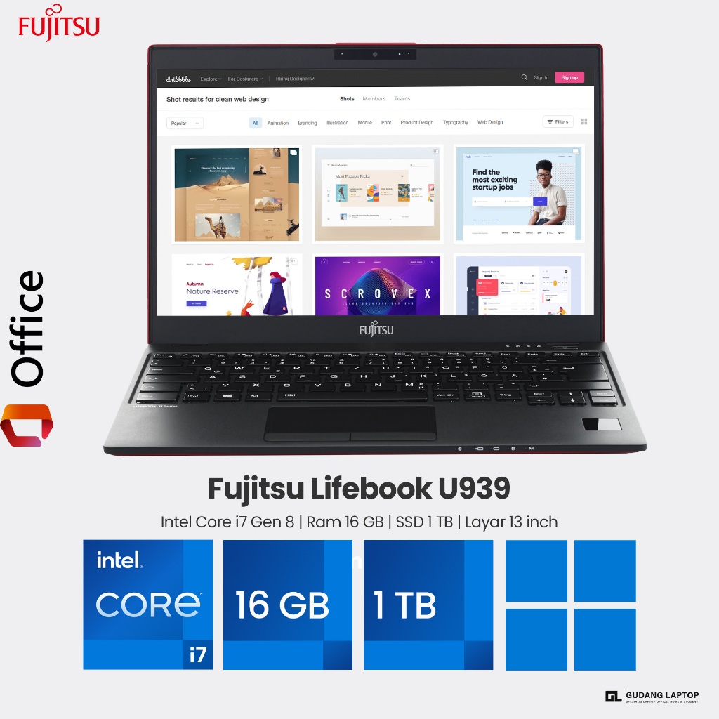 Jual Laptop Fujitsu U939 Core i7 Gen 8 Ram 16 GB SSD 1 TB Layar 13 inch ...