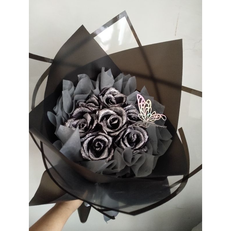 Jual ready buket bunga mawar glitter wisuda graduation ibu valentine ...