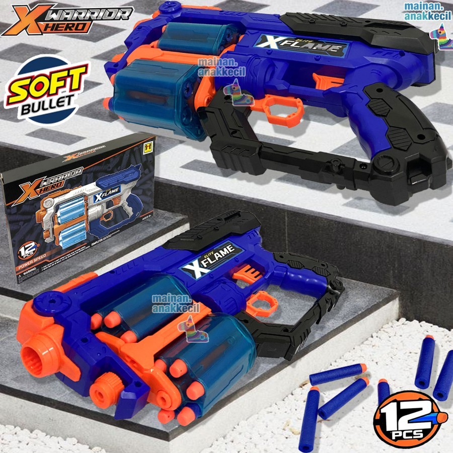 Jual Mainan Anak Tembakan Soft Eva Bullet XWARRIOR LAUNCHER Pistol Nerf ...