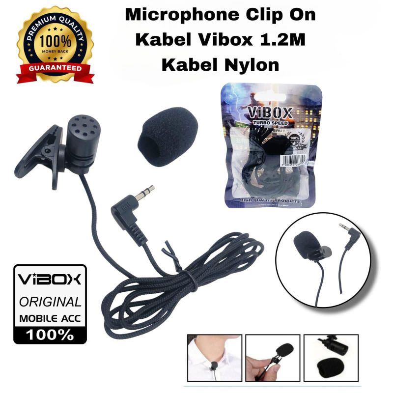 Jual Mic Clip On Vibox Kabel Nylon Tiktok Microphone Mini Smile Clip on ...