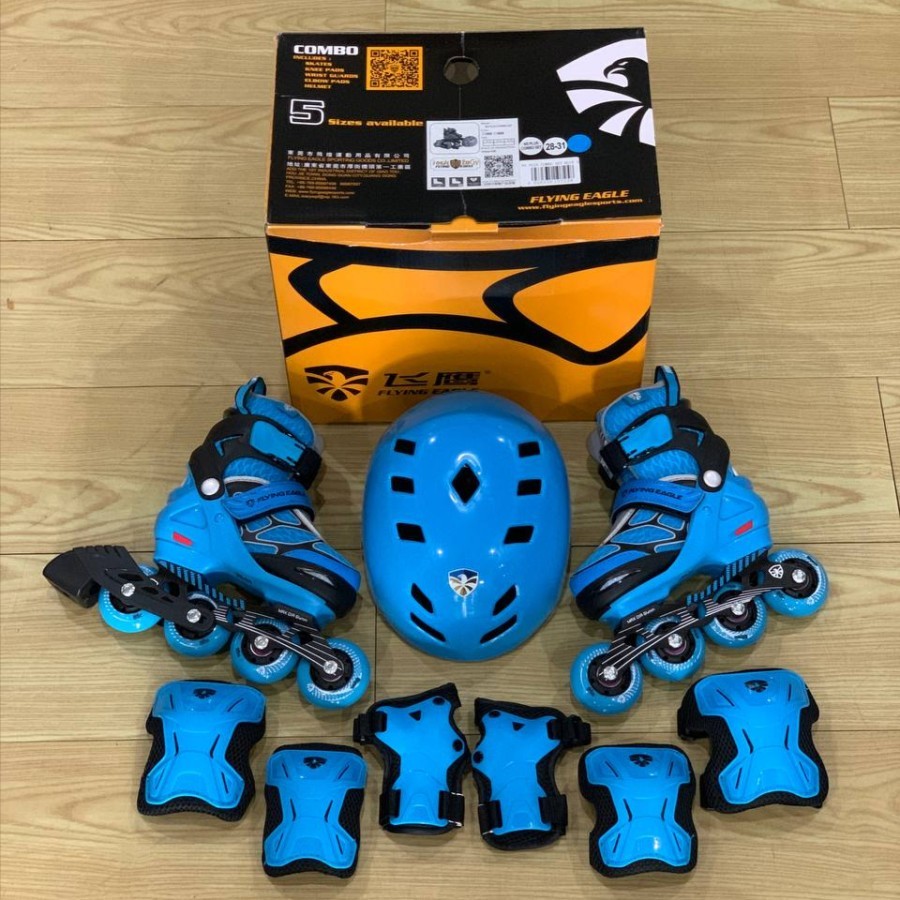 Jual Sepatu Roda Anak Inline Skate Anak Set Flying Eagle NS Plus Blue ...