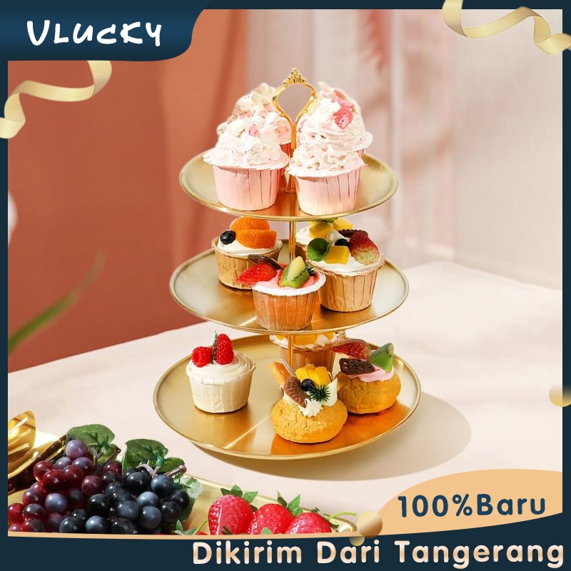 Jual Cake Stand 3 Susun Tray Cake Stainsteel Cake Cupcake Dessert Stand ...