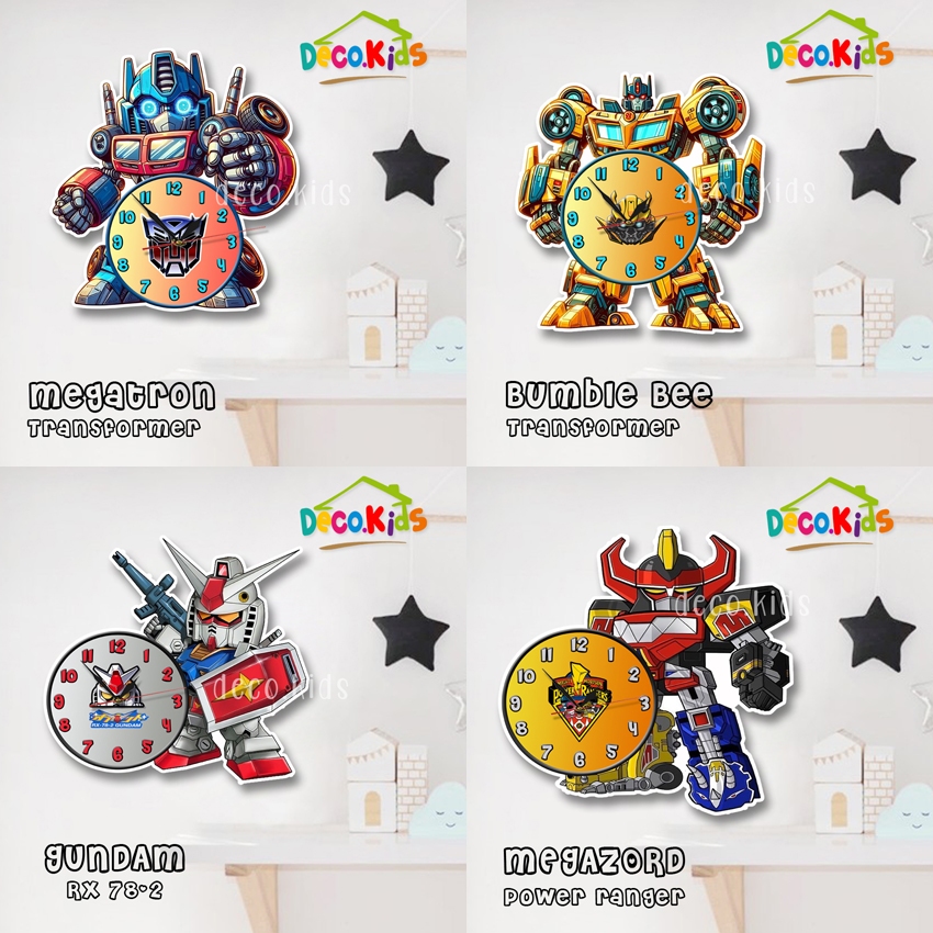 Jual Deco.Kids Jam Dinding Robot Transformer Megatron Bumble Bee Gundam ...