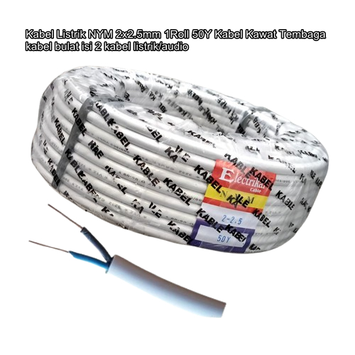 Jual Kabel Bulat Isi 2 Kabel NYM 2x2.5mm 50Y Kabel Listrik Kabel Kawat ...