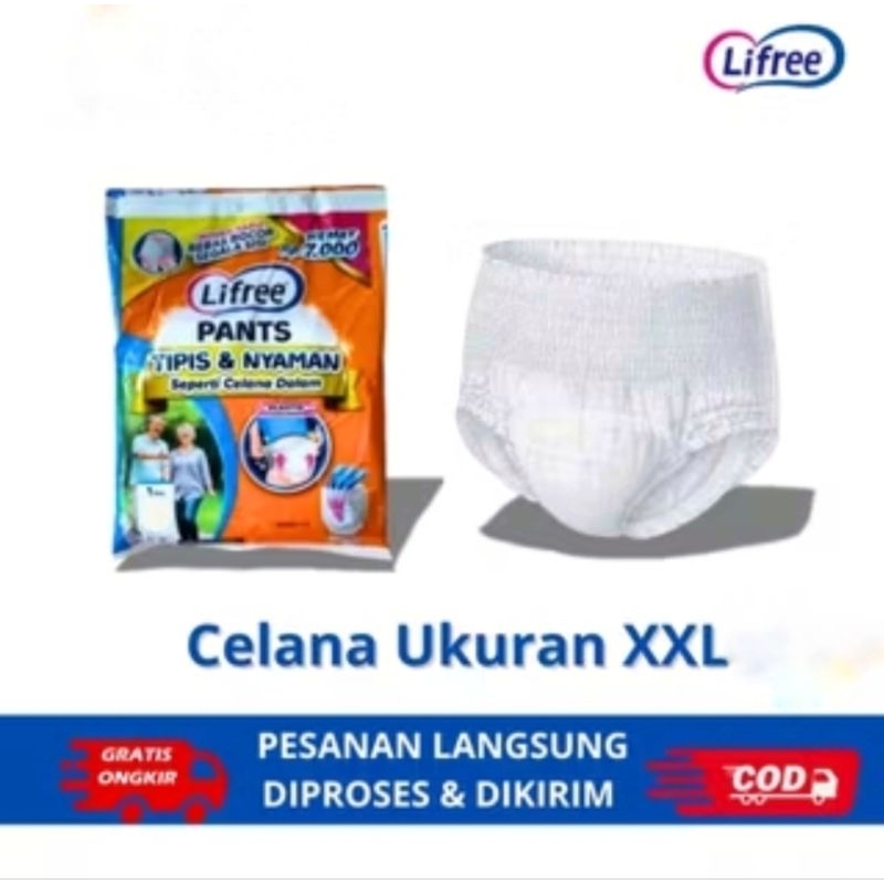 Jual popok celana dewasa lifree pants / pempers murah sachetan 1 pcs | Shopee Indonesia