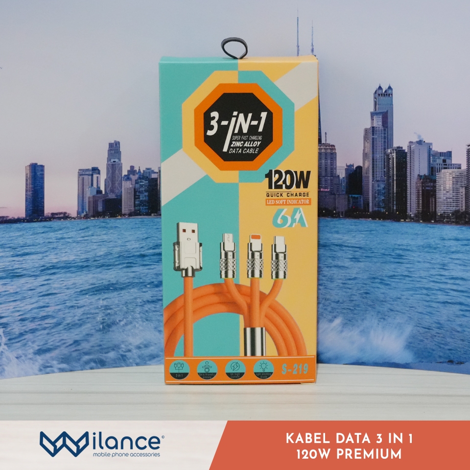 Jual KABEL DATA 3 IN 1 FAST CHARGING 120W QUICK AND SAFE TYPE C ...